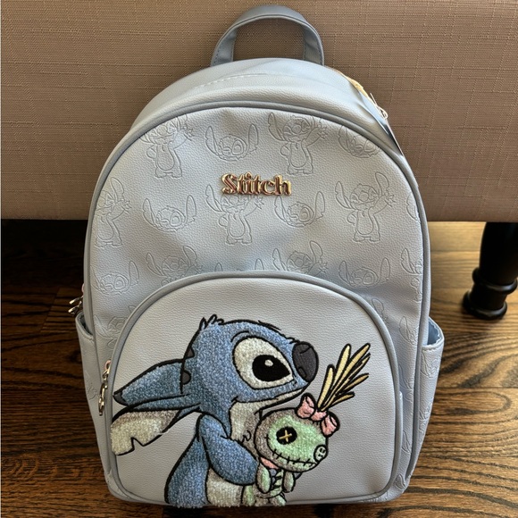 Disney | Bags | Disney Stitch Blue Gold Backpack Adjustable Straps Nwt ...